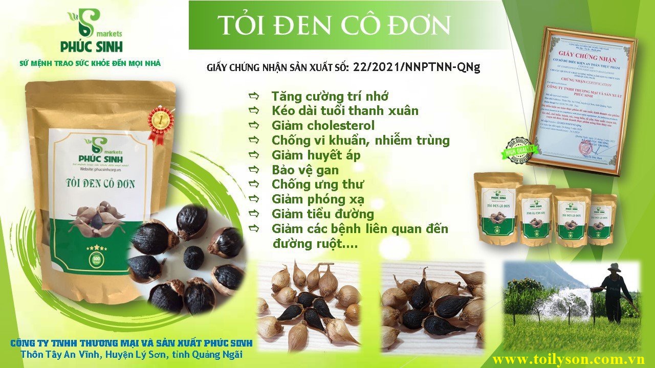 Tỏi đen cô đơn Lý Sơn, tỏi đen Lý Sơn, tác dụng tỏi đen Lý Sơn